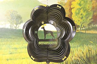 12" Greyhound Dog Breed Wind Spinner - Black Starlight
