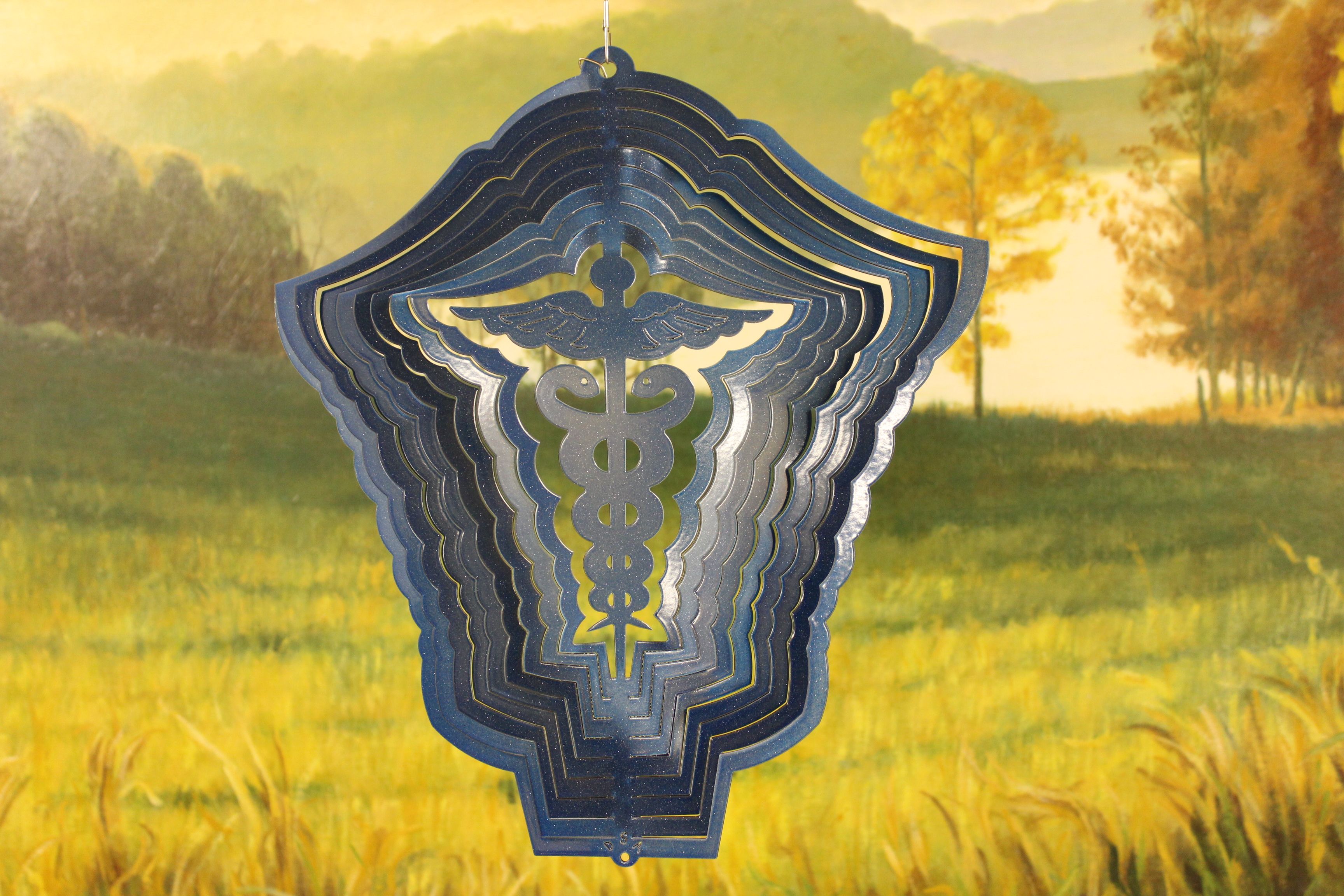 12" Medical Symbol Wind Spinner - Blue Starlight