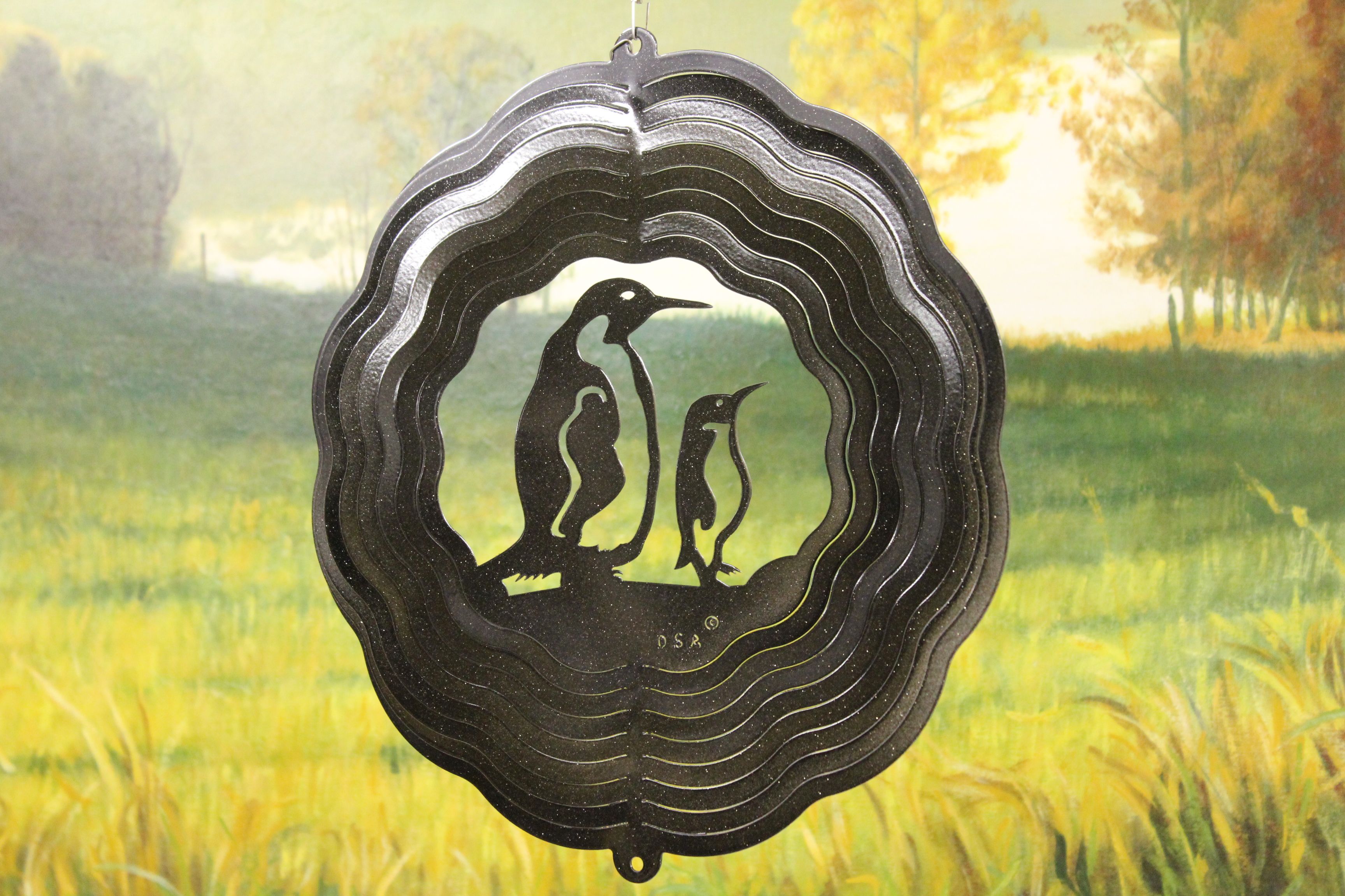 12" Penguin Wind Spinner - Black Starlight