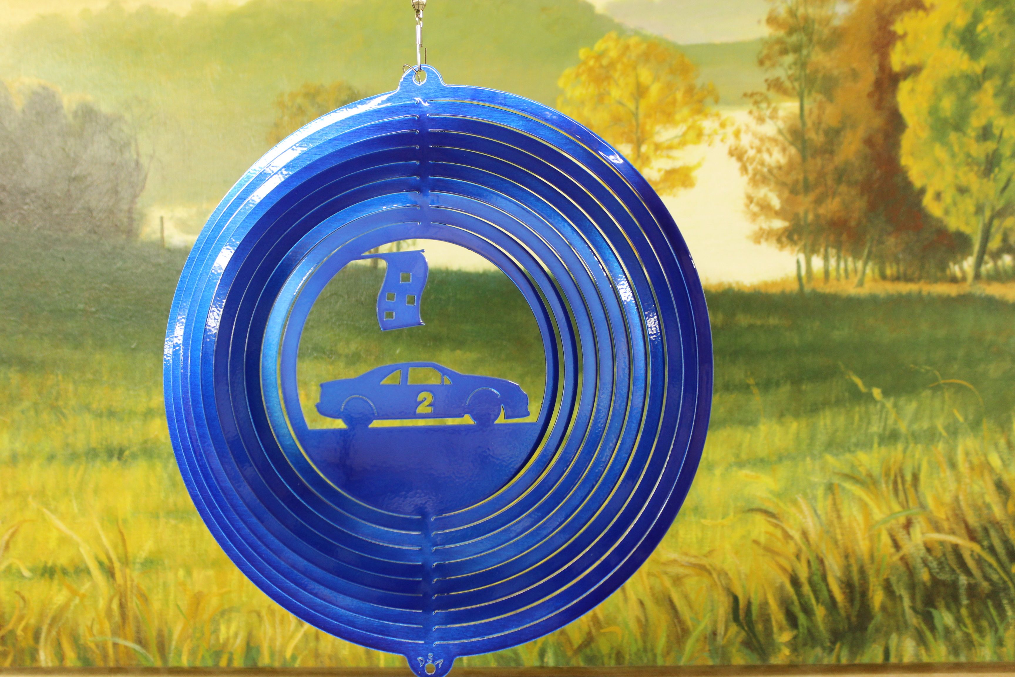 12" Race Car # 2 Wind Spinner - Blue - SALE - Inventory Reduction Sale