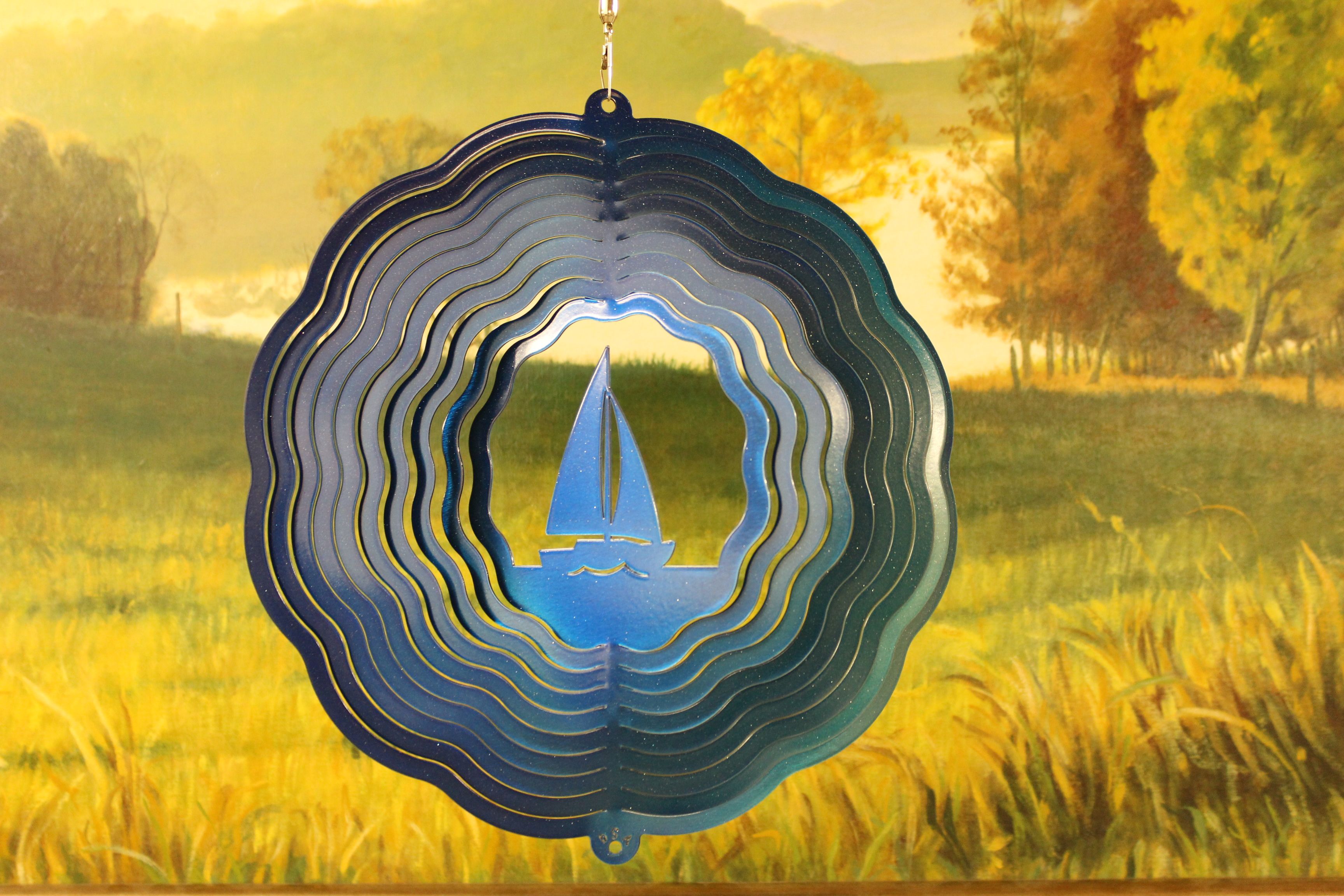 12" Sailboat Wind Spinner - Teal/Blue Starlight